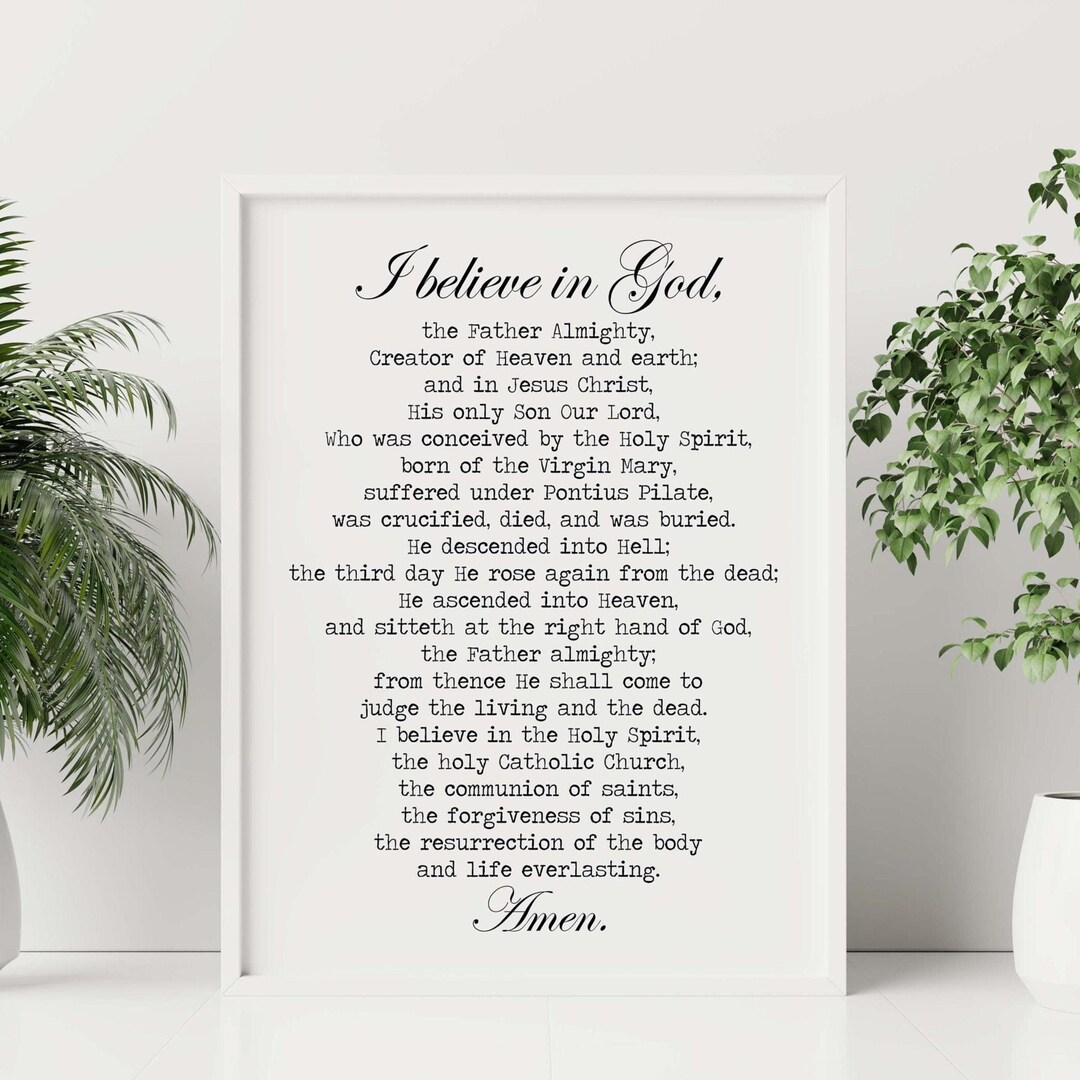 The Apostles' Creed Prayer Print: Catholic Christian Wall Art - Etsy ...