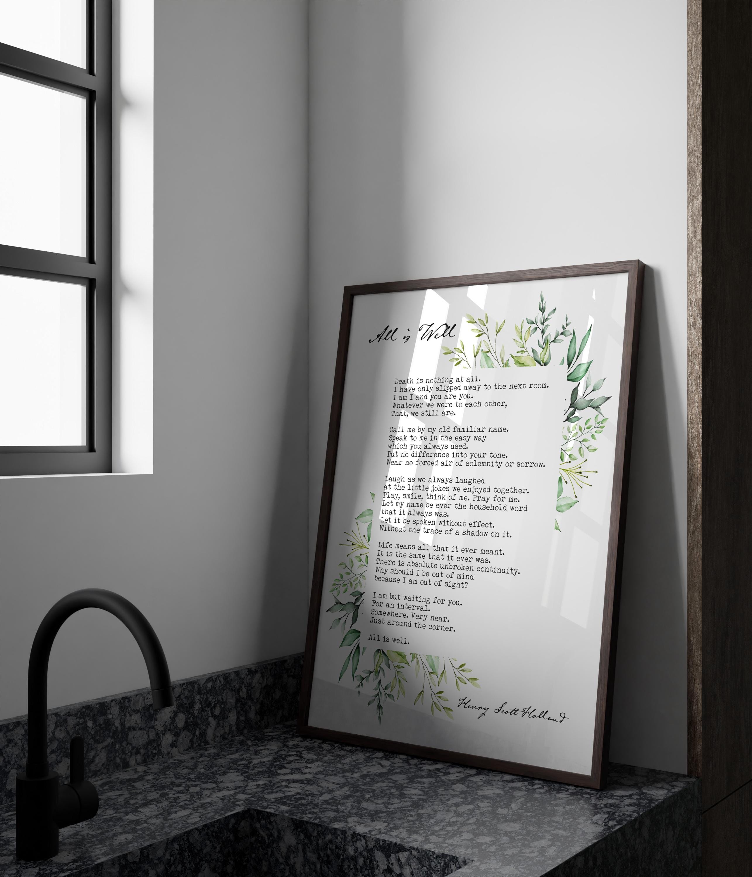 All is Well Poem Print: Bereavement Gift, Funeral Reading - Etsy