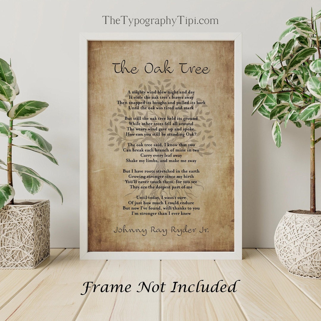 The Oak Tree Poem Print: Johnny Ray Ryder Jr. Poetry Wall Art - Etsy