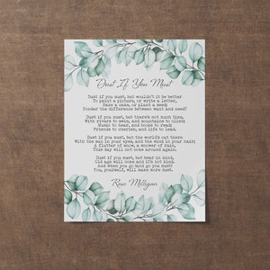 Dust If You Must Poem Print by Rose Milligan Rose Milligan Poem Poster ...