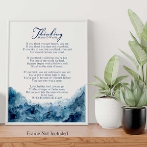Thinking Poem Print by Walter D. Wintle Inspirational Poetry Poster ...
