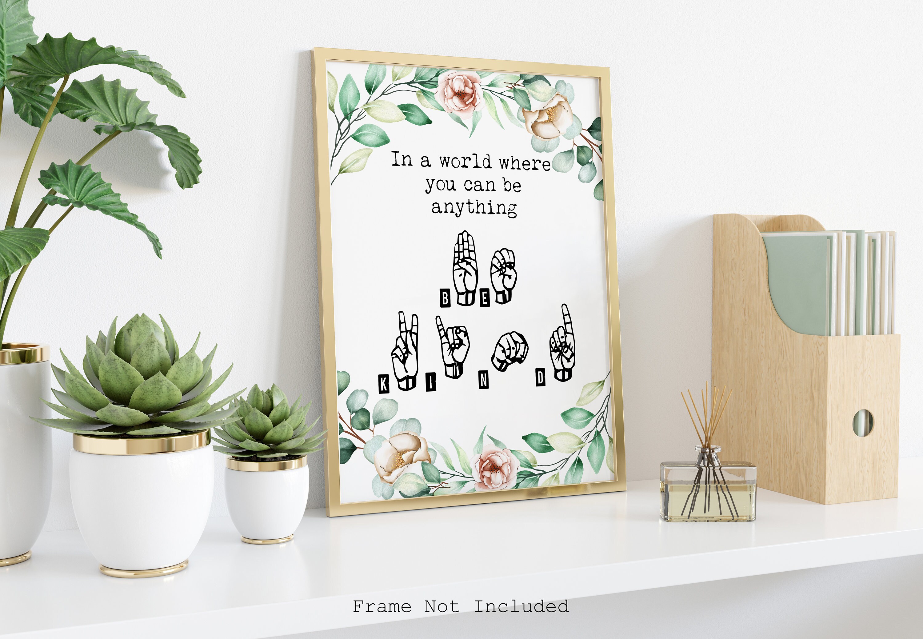 ASL Wall Art In a world you can be anything be kind | Etsy