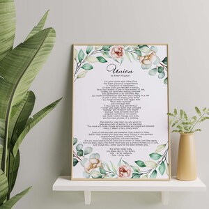 Union by Robert Fulghum Wedding Poem Wall Art - Full Poem - Framed ...