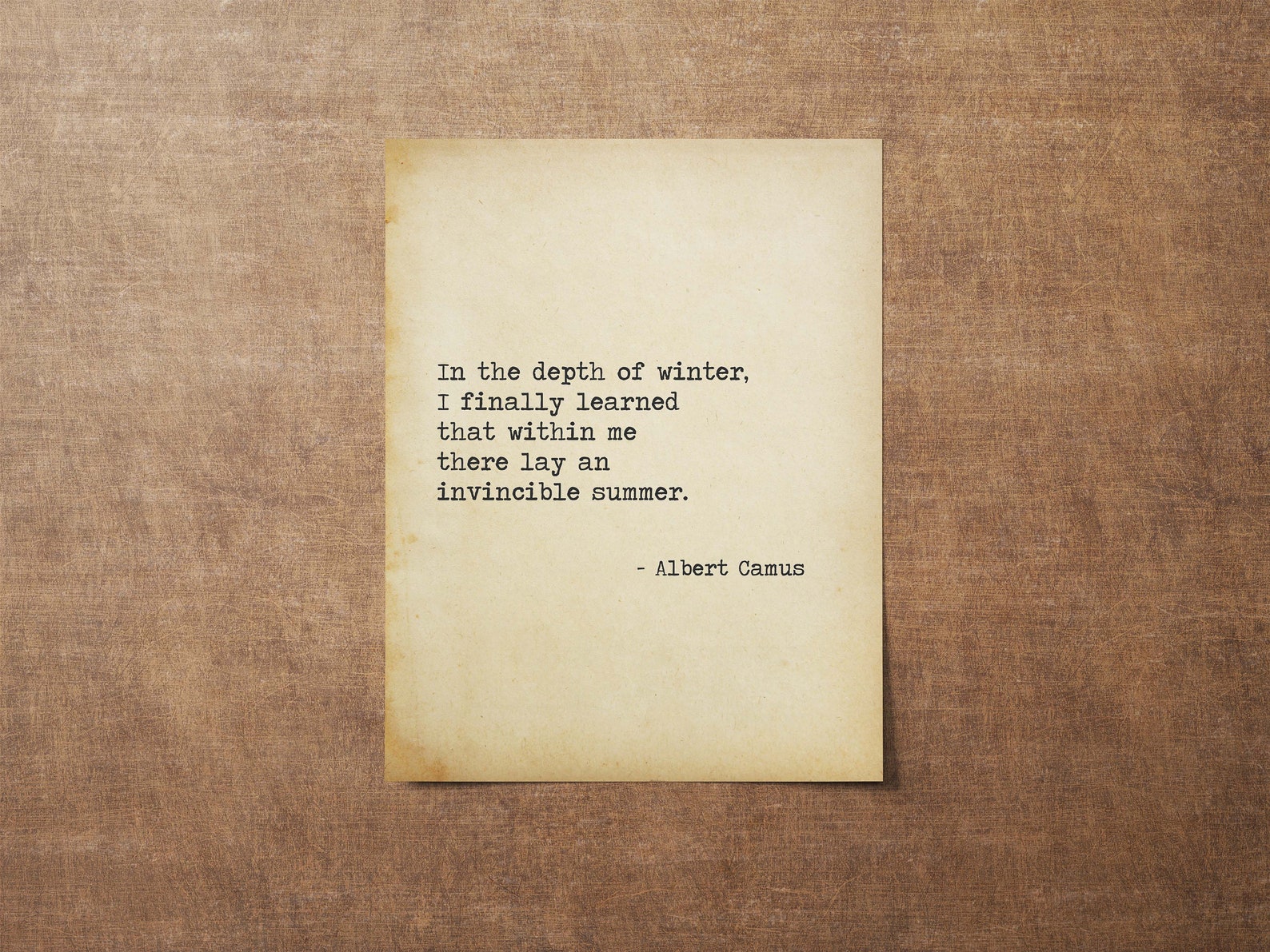 Albert Camus "invincible Summer" Quote Print: Minimalist Literary Art ...