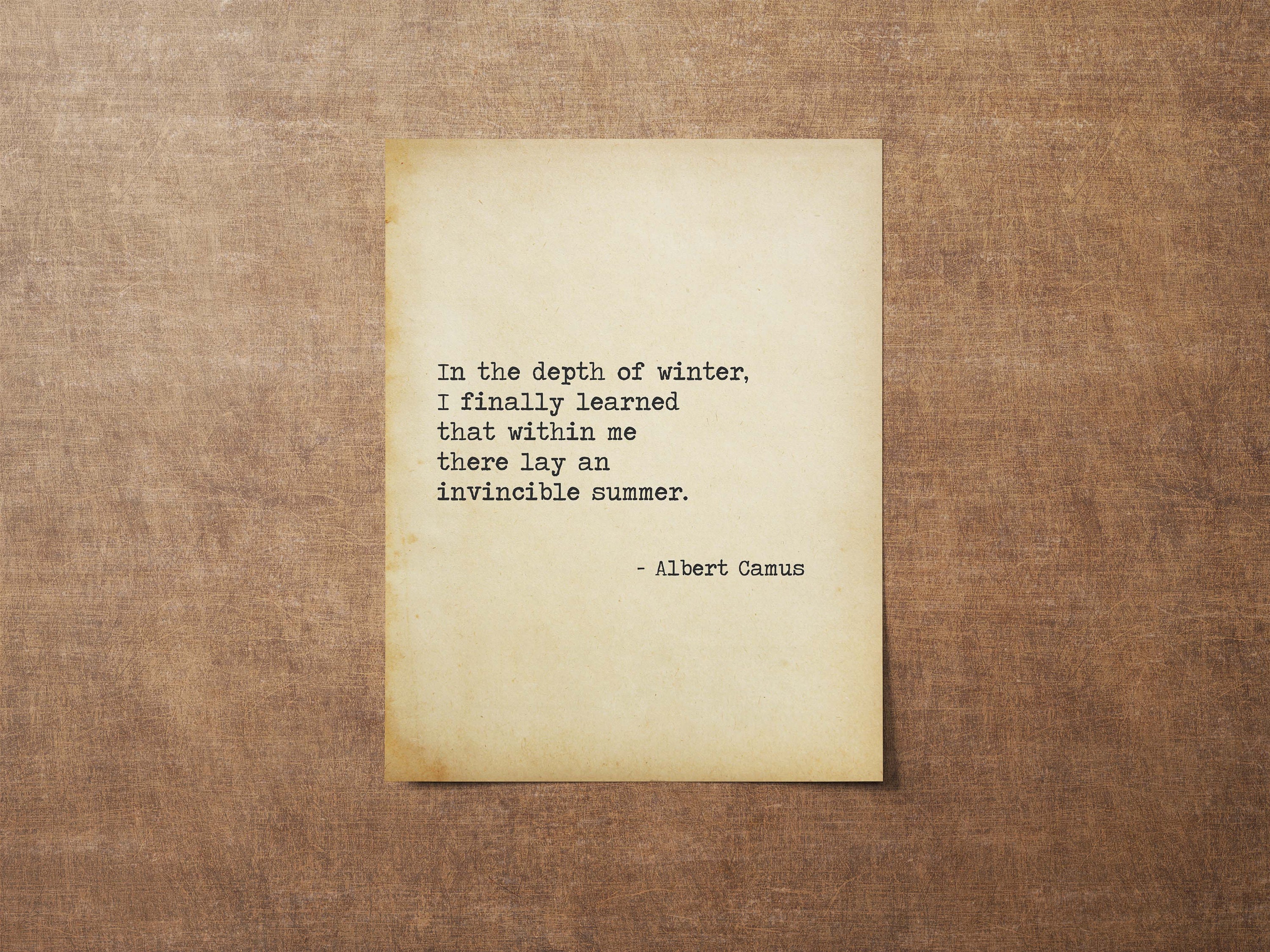 Albert Camus "invincible Summer" Quote Print: Minimalist Literary Art ...