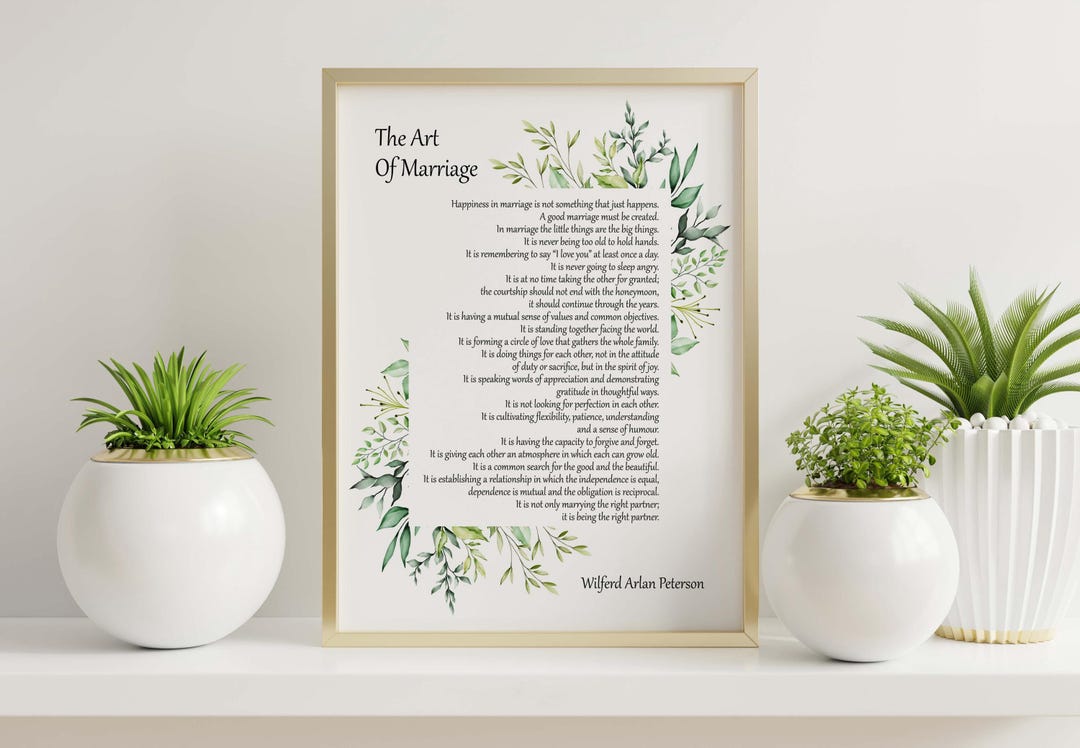 The Art of Marriage Love Poem by Wilferd Arlan Peterson Wedding Poem ...