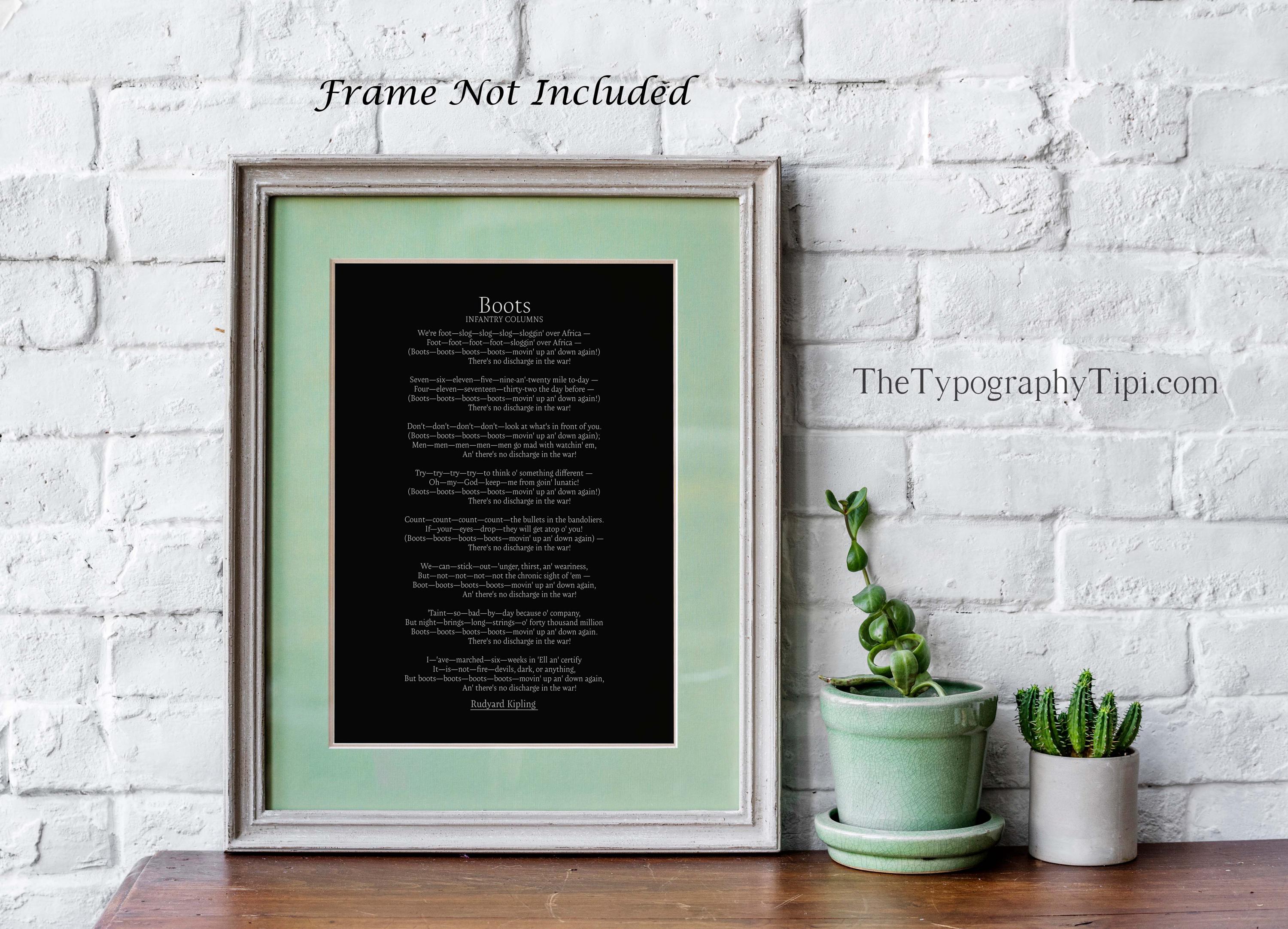 Rudyard Kipling Boots Poem Print: Minimalist Military Art - Etsy