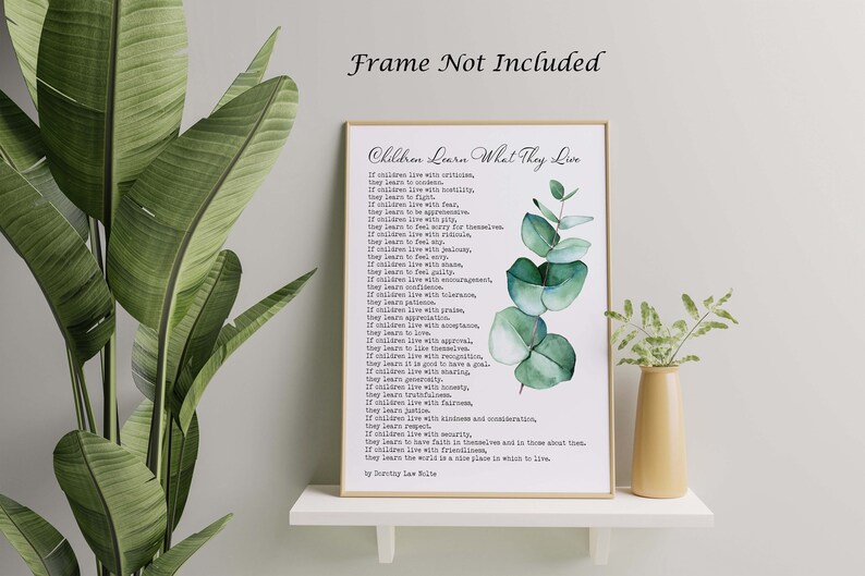 Children Learn What They Live Poem Print: Eucalyptus Watercolor, New ...