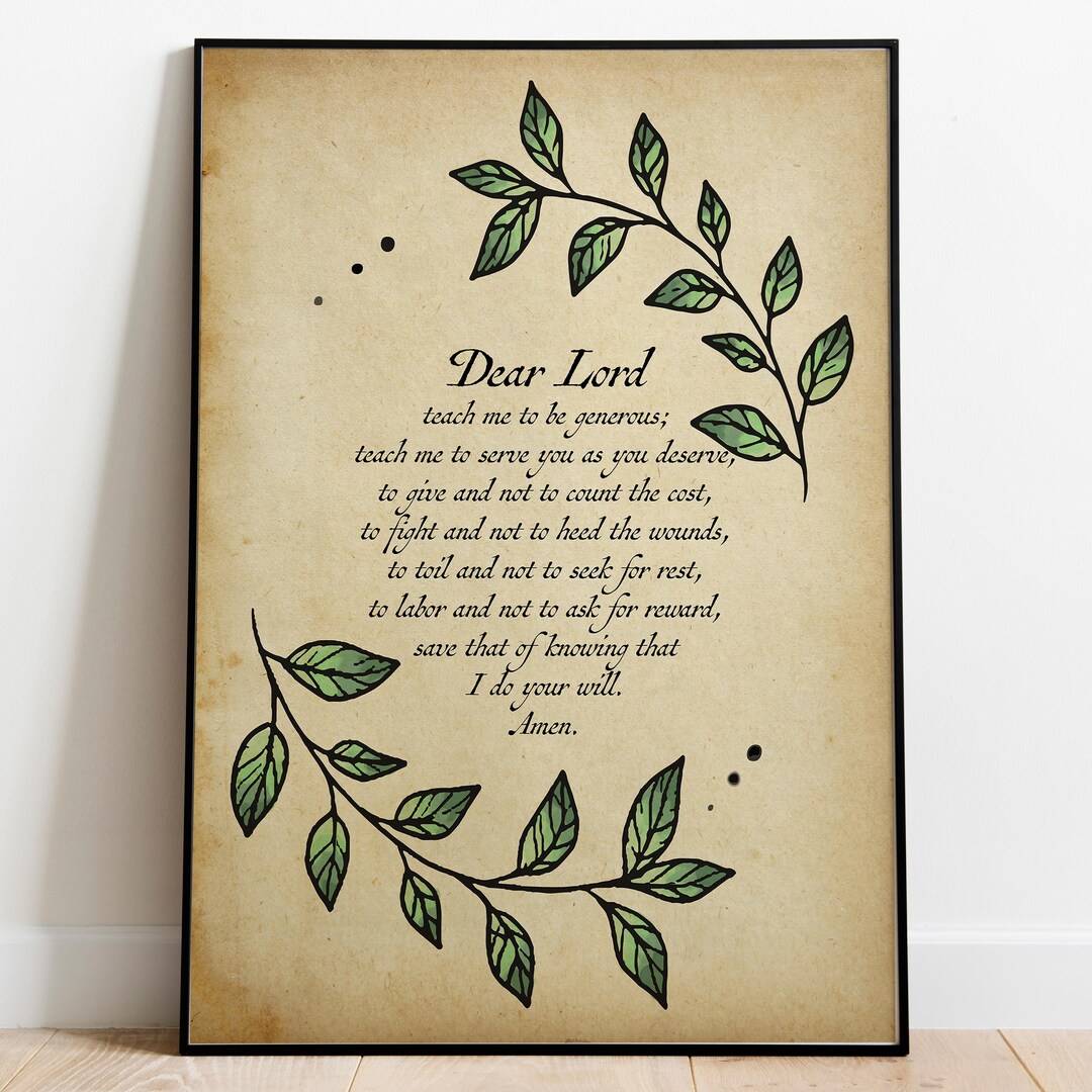 St. Ignatius Prayer Print: Catholic Generosity Prayer, Christian Wall ...