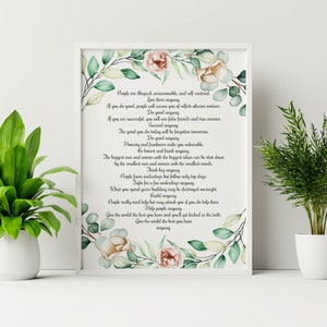 Do It Anyway by Kent M. Keith Poem Framed & Unframed Options - Etsy