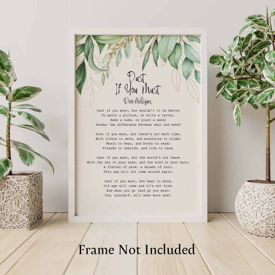 Dust If You Must Poem Print Laundry Room Decor Poem by Rose Milligan ...