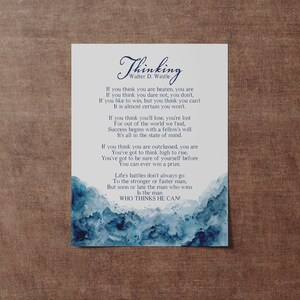 Thinking Poem Print by Walter D. Wintle Inspirational Poetry Poster ...