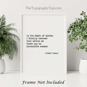 Albert Camus "invincible Summer" Quote Print: Minimalist Literary Art ...