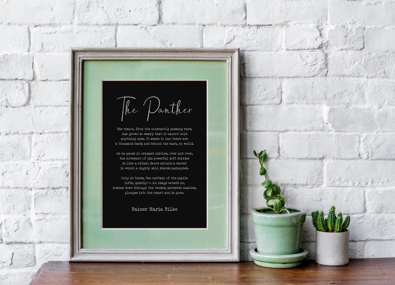 The Panther Rainer Maria Rilke Poem Poem Art Print | Etsy