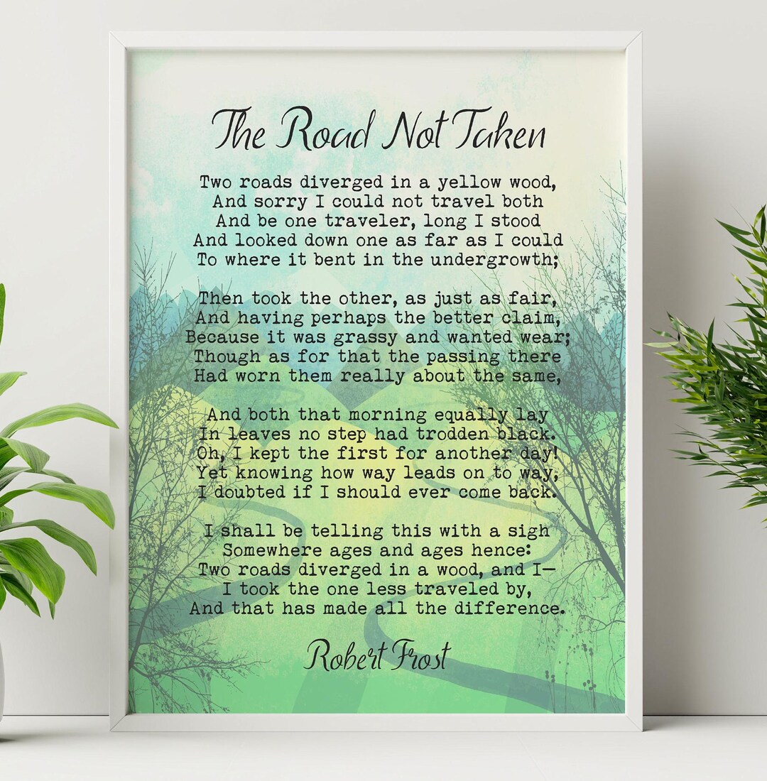 Robert Frost 'the Road Not Taken' Poem Print: Literary Wall Art - Etsy