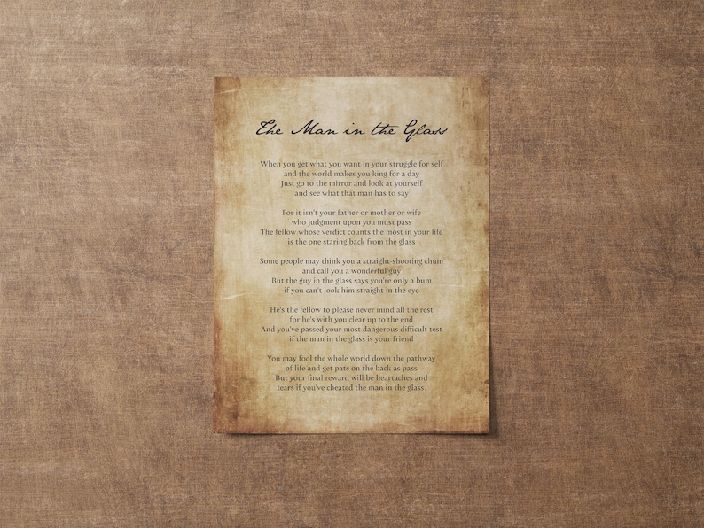 The Man in the Glass Poem Print: Poetry by Dale Wimbrow - Etsy