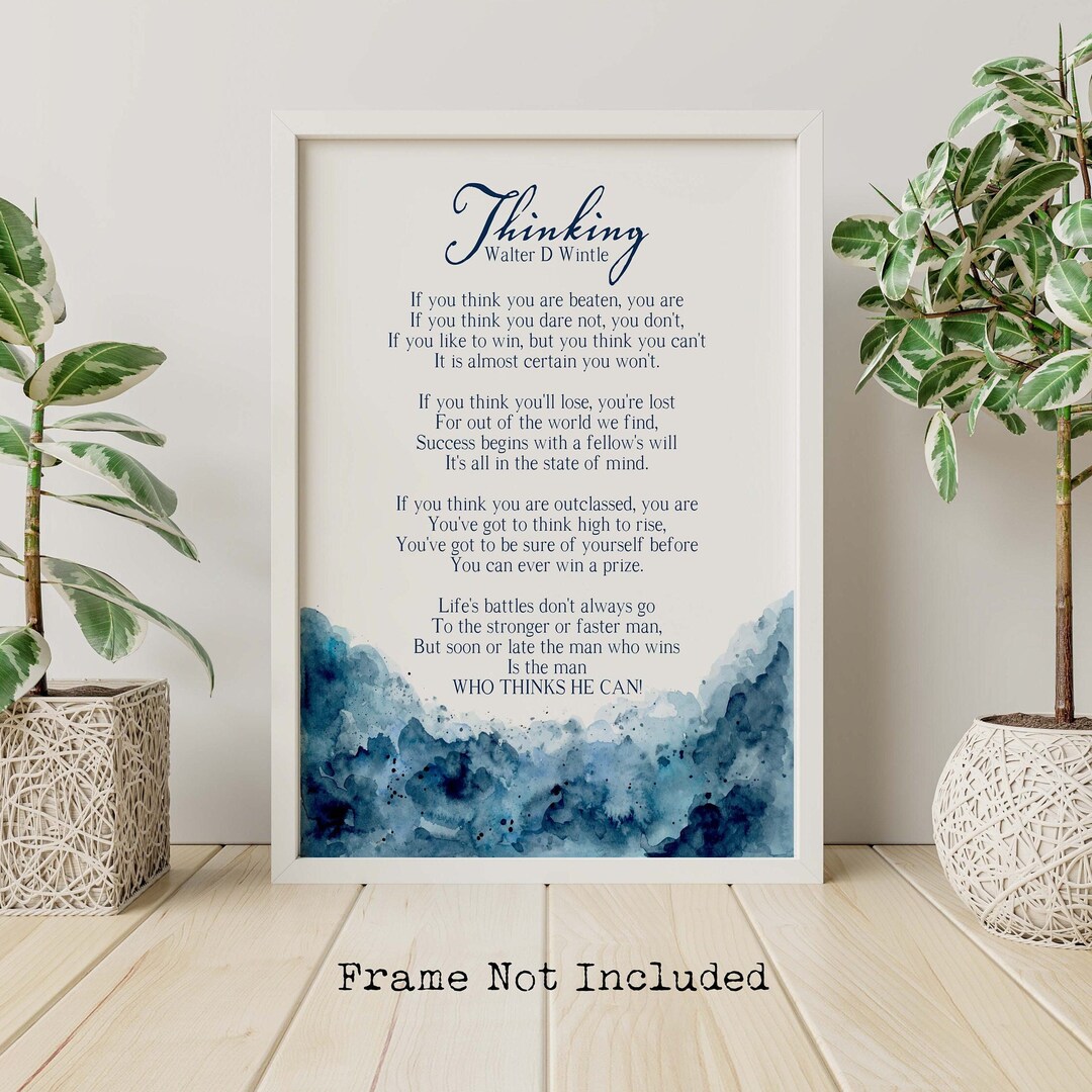 Thinking Poem Print by Walter D. Wintle Inspirational Poetry Poster ...