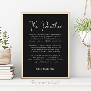The Panther Rainer Maria Rilke Poem Poem Art Print Framed & Unframed ...
