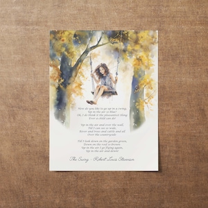 The Swing Poem Print: Robert Louis Stevenson Watercolor Art - Etsy