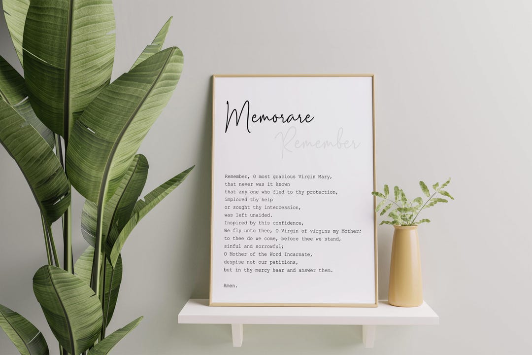 Memorare Prayer Print: "remember" Catholic Christian Wall Art - Etsy