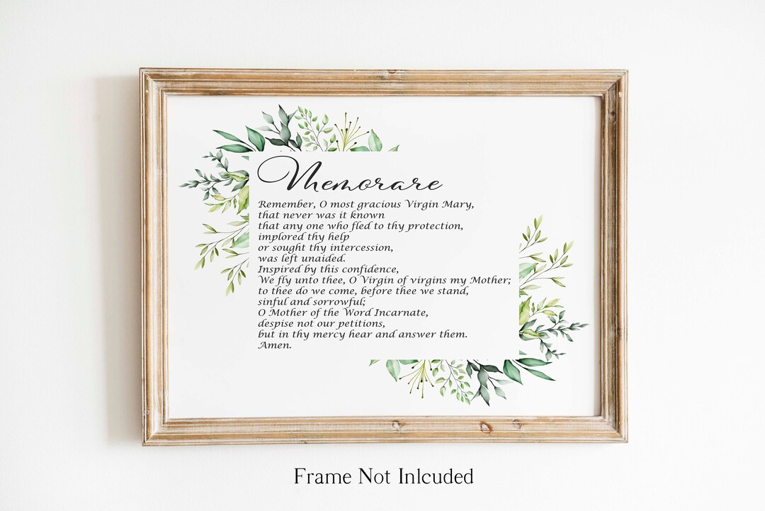 Memorare Prayer Print Remember Prayer Unframed Prayer Print - Catholic ...