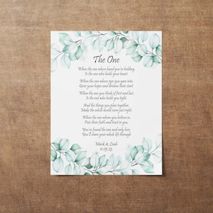 The One Personalized Wedding Poem Print – Eucalyptus Anniversary Gift ...