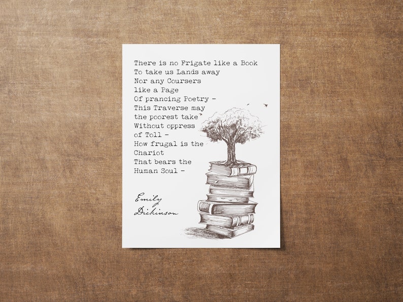 Emily Dickinson Poem Print There is No Frigate Like a Book - Etsy