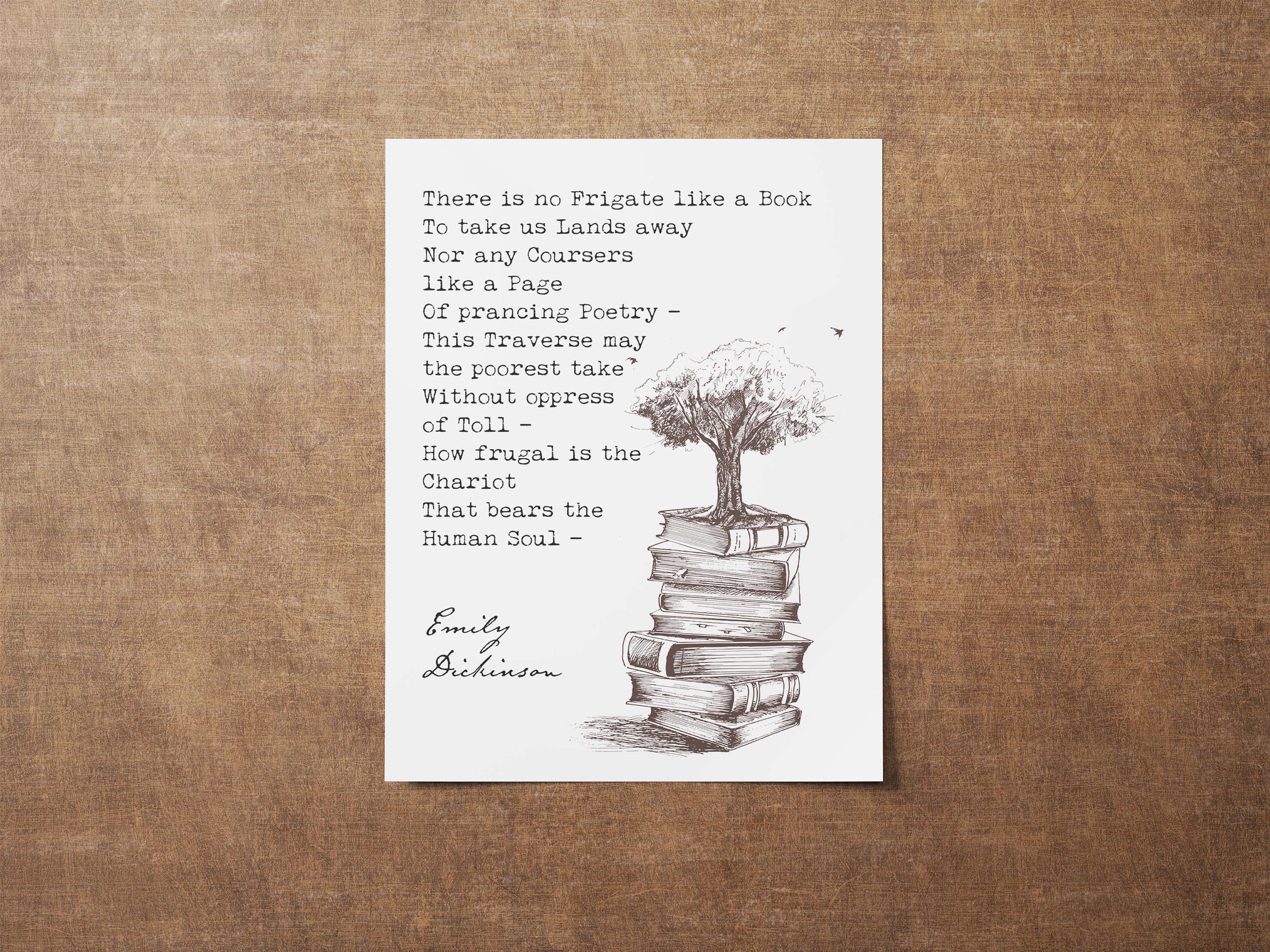 Emily Dickinson Poem Print There is No Frigate Like a Book - Framed ...