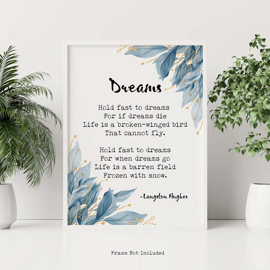 Dreams by Langston Hughes Poem Print Framed & Unframed Options - Etsy