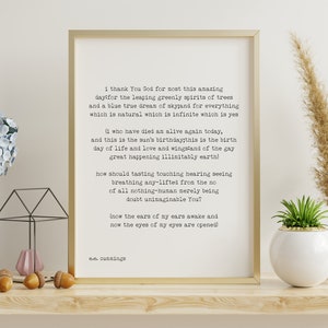 E.e. Cummings Poem Print: Minimalist Typewriter Art, Gratitude Gift ...