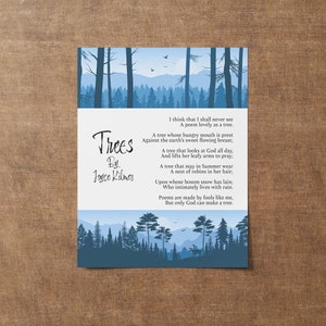 Trees by Joyce Kilmer Poem Poster Print Poetry Wall Art - Etsy Canada