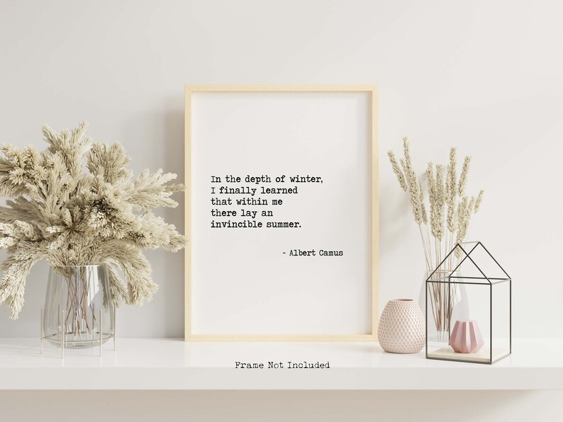 Albert Camus "invincible Summer" Quote Print: Minimalist Literary Art ...