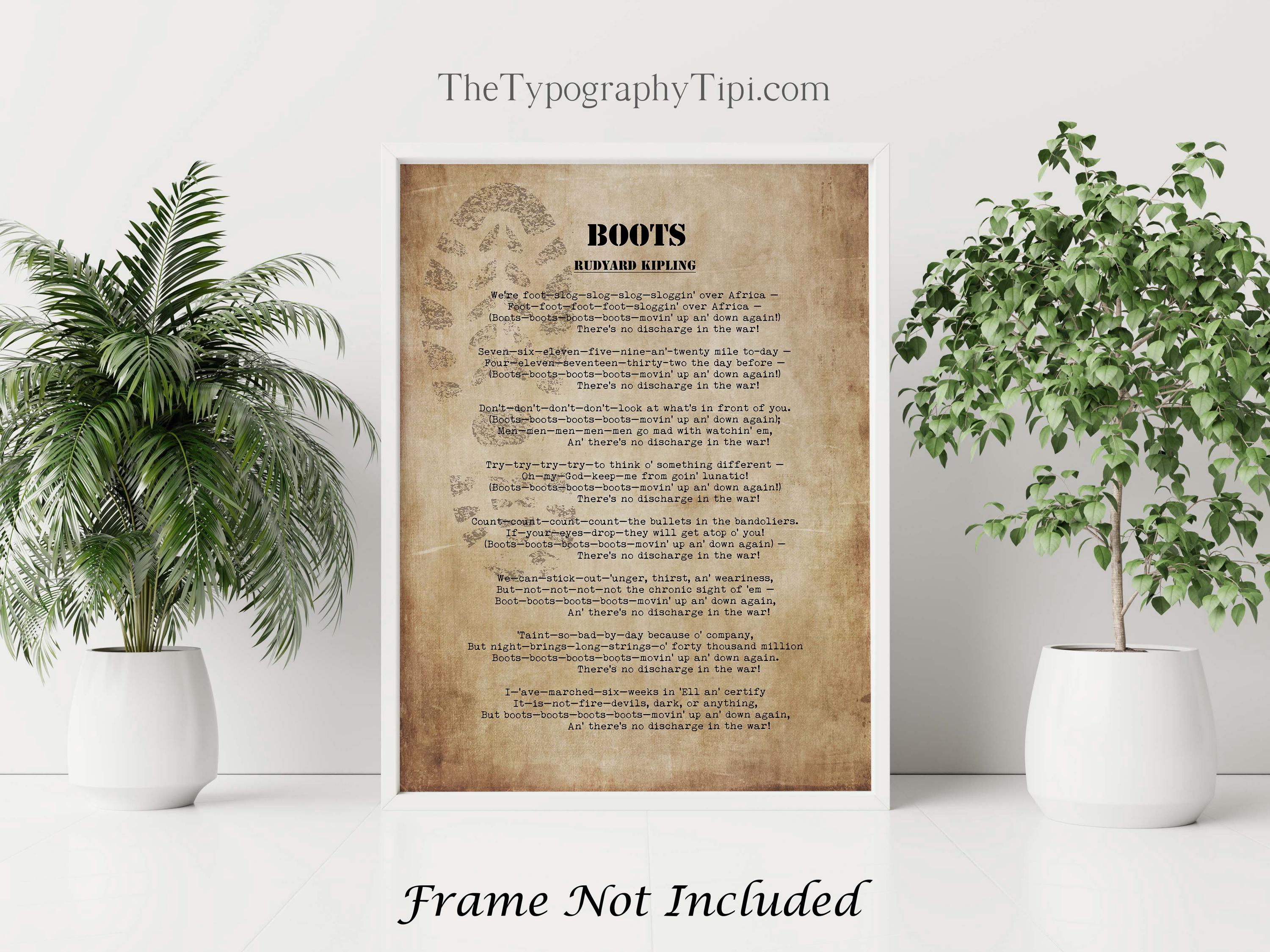 Rudyard Kipling Boots Poem Print: Vintage Military Wall Art - Etsy