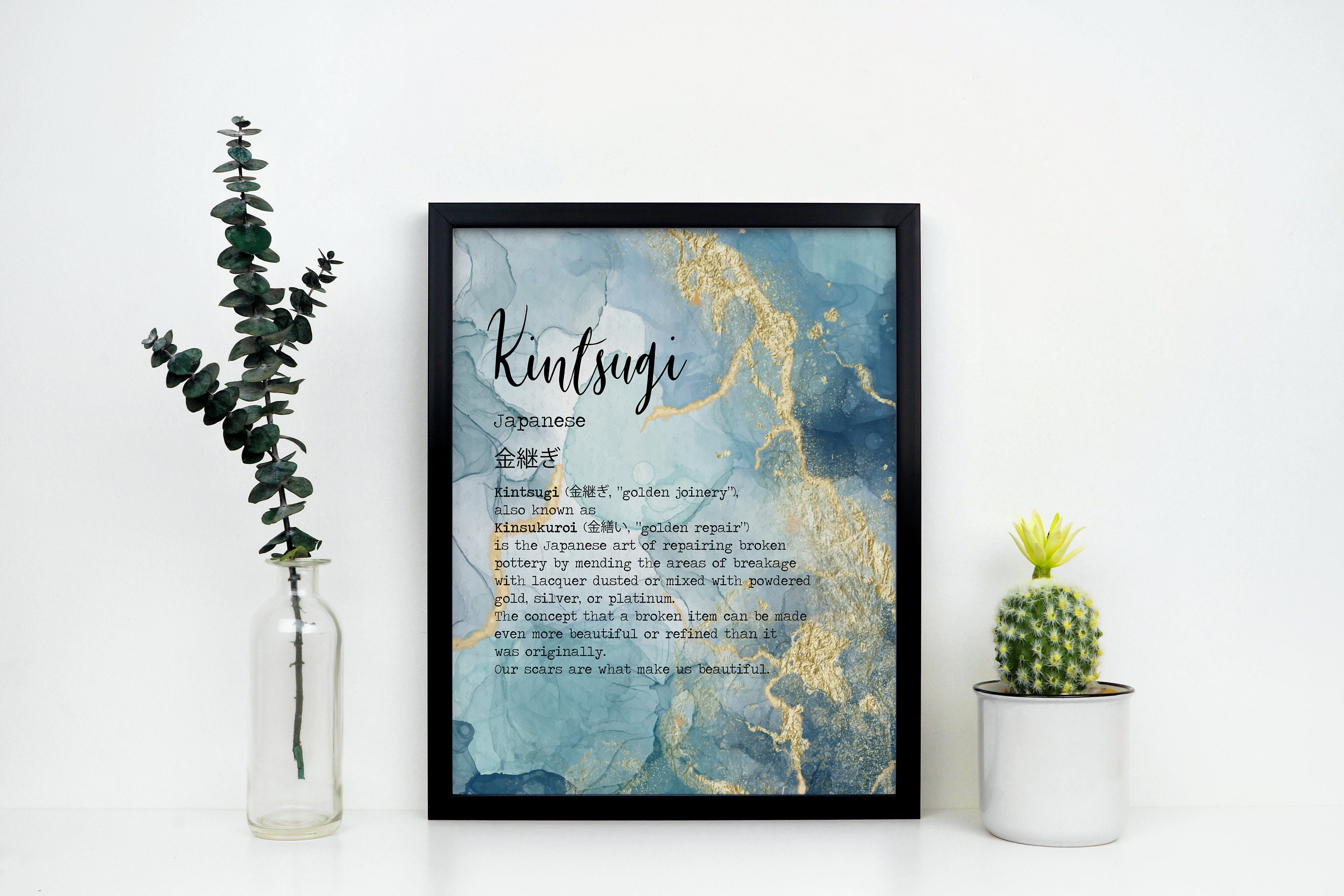 Kintsugi FRAMED print Kintsugi Meaning print Kinsukuroi | Etsy