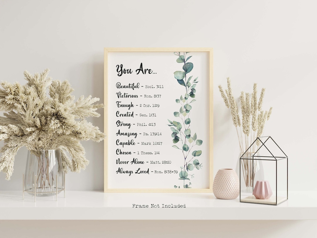 Christian Affirmation Print: Eucalyptus Watercolor Bible Verse Art - Etsy