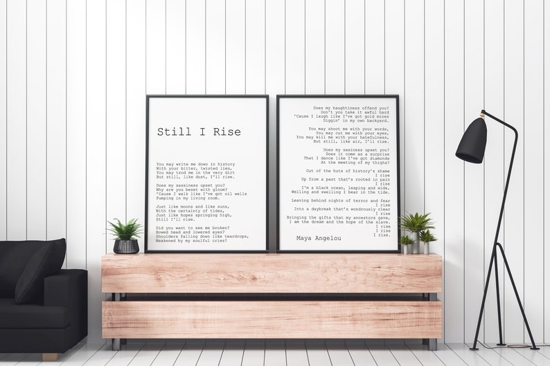 Maya Angelou 'still I Rise' Poem Print Set: Feminist Wall Art - Etsy