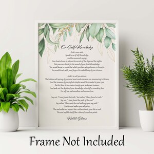 Kahlil Gibran Poem Print: on Self-knowledge, Watercolor Greenery - Etsy