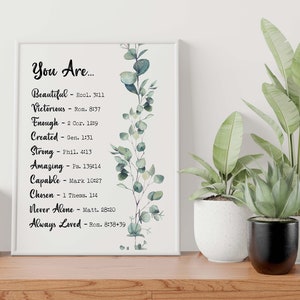 Christian Affirmation Print: Eucalyptus Watercolor Bible Verse Art - Etsy