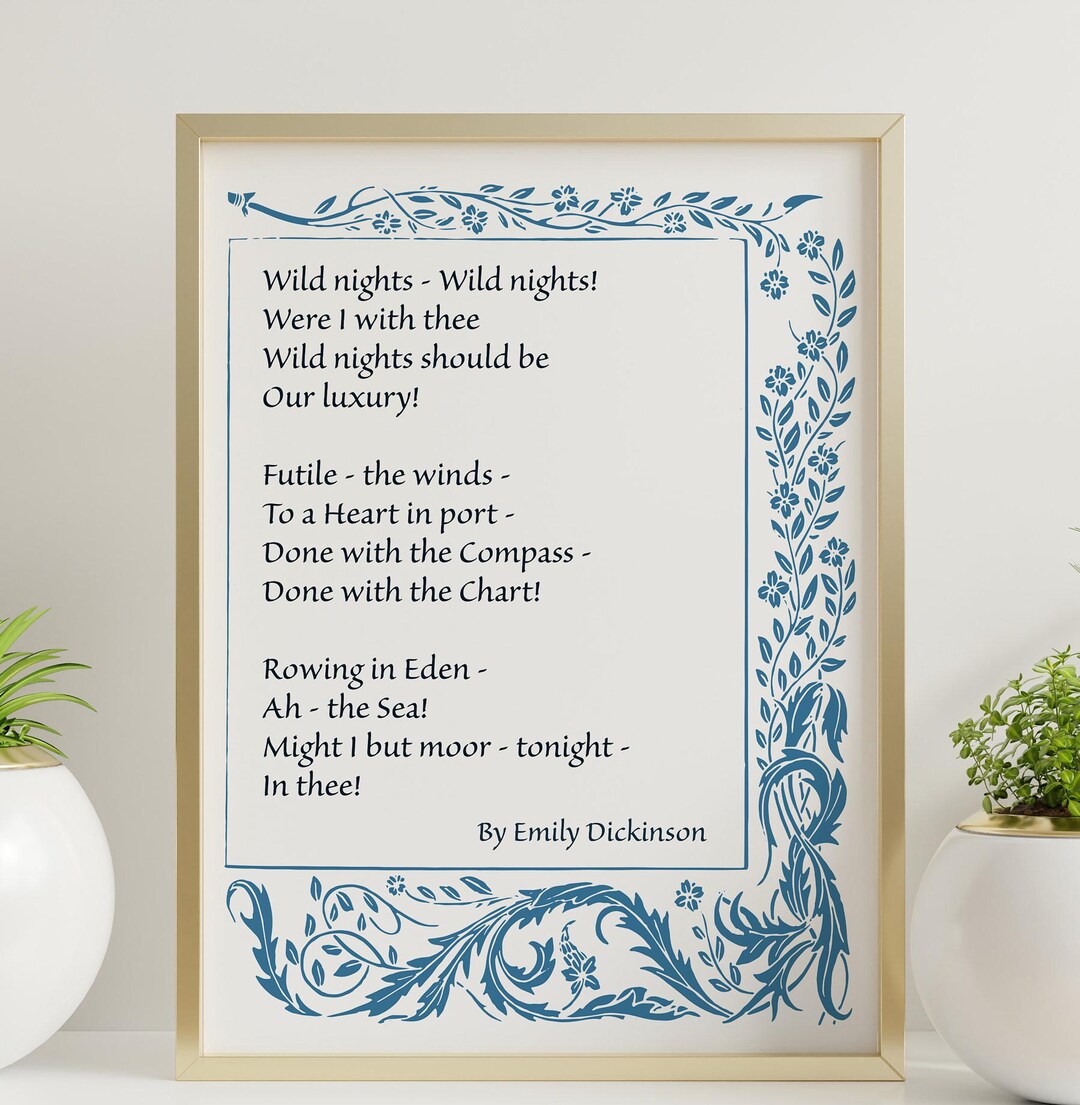 Emily Dickinson Poem Print: "wild Nights" Aubrey Beardsley Floral Art ...