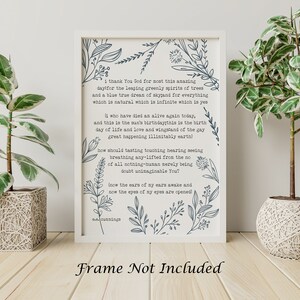 E.E. Cummings Poem Print: Floral Line Art, 'i Thank You God' - Etsy
