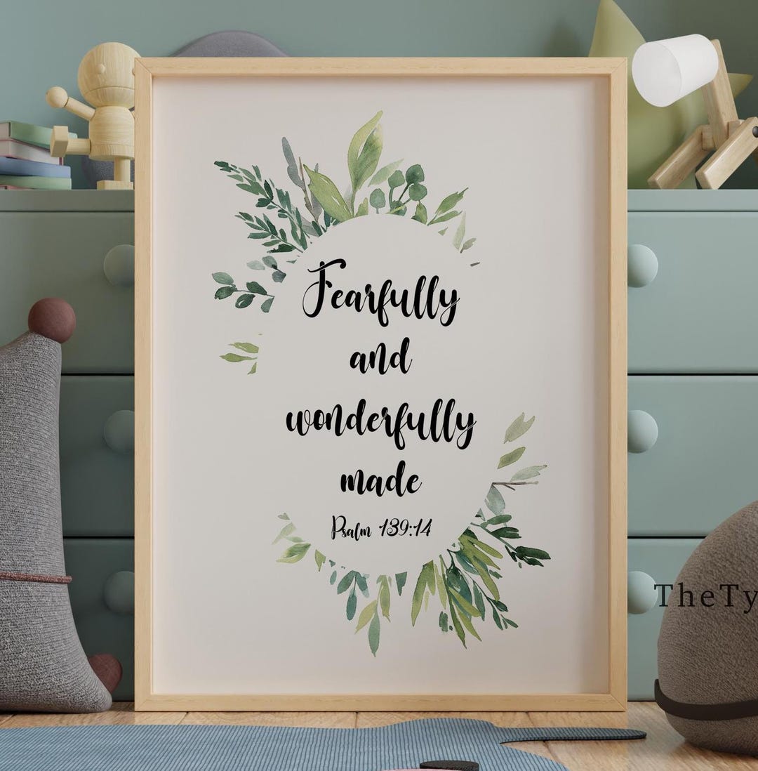Fearfully and Wonderfully Made Psalm 139:14 Bible Verse Wall Art ...