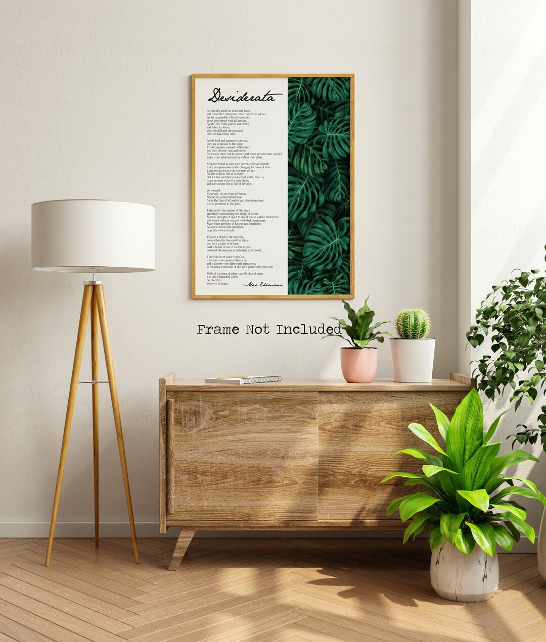 Desiderata Poem Print – Literary Wall Art With Monstera Leaves ...