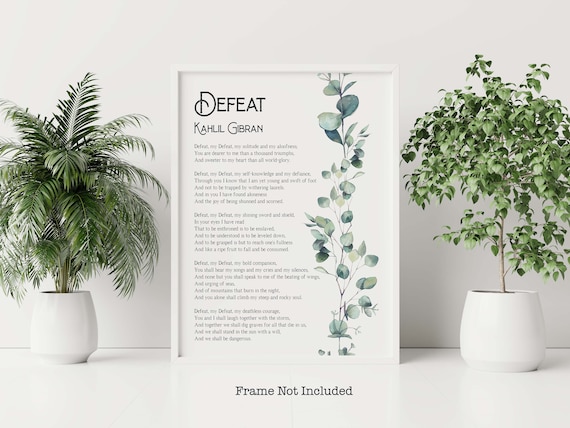 Defeat Kahlil Gibran Poem Art Print Home Office Decor - Etsy