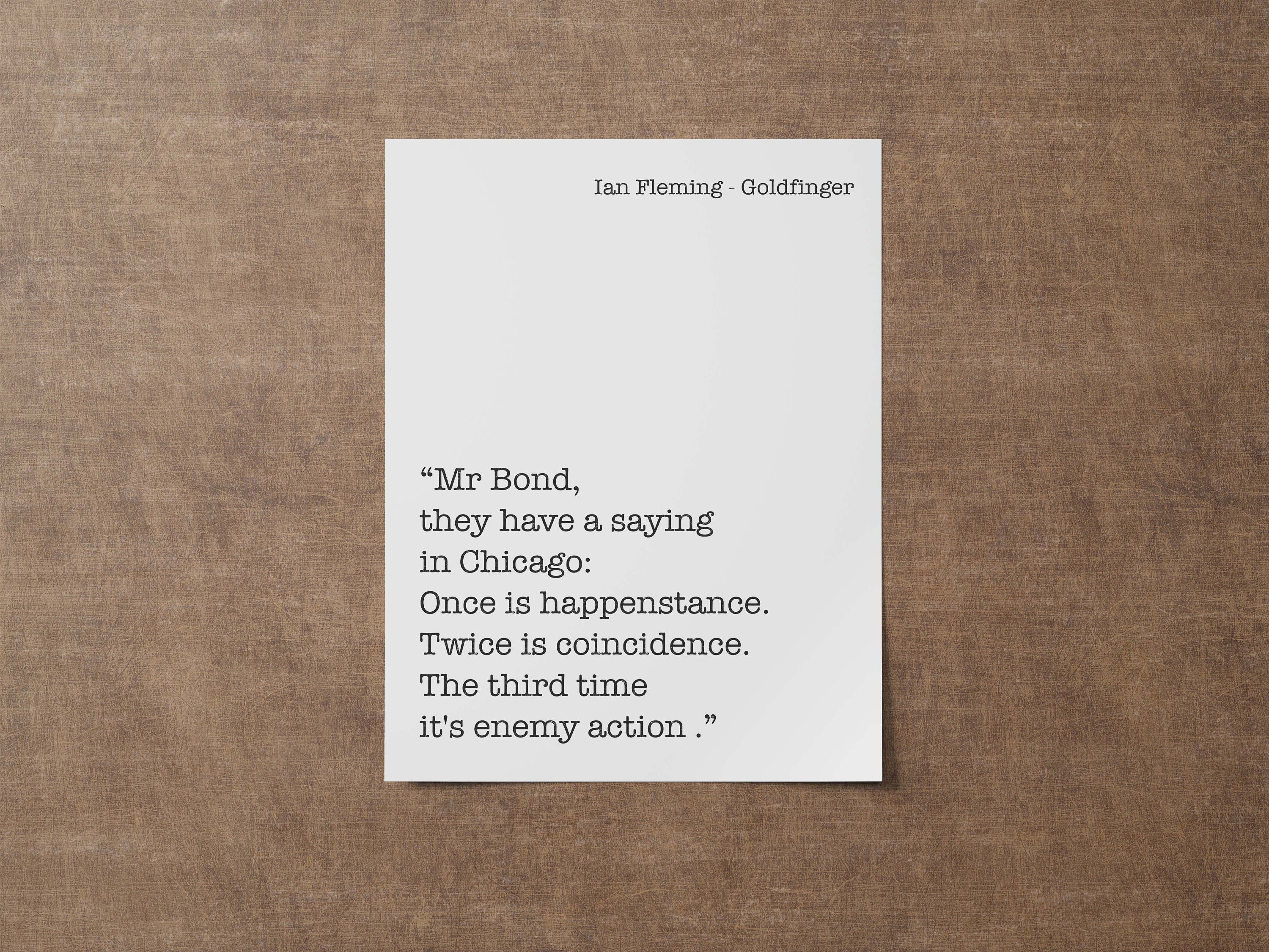 James Bond Ian Fleming Book Quote Goldfinger Book Quote | Etsy