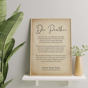 Rainer Maria Rilke - Der Panther German Poem Art Print - Etsy