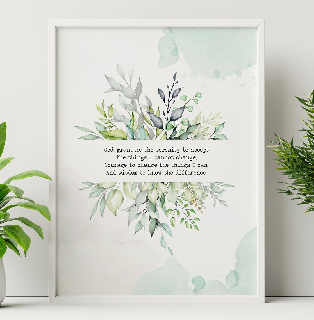 The Serenity Prayer Print Sobriety Gift Alcoholics Anonymous Twelve ...