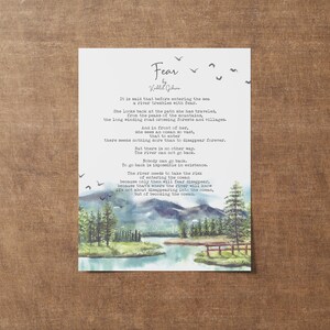Kahlil Gibran Fear Poem Print: Watercolor River Landscape Art - Etsy