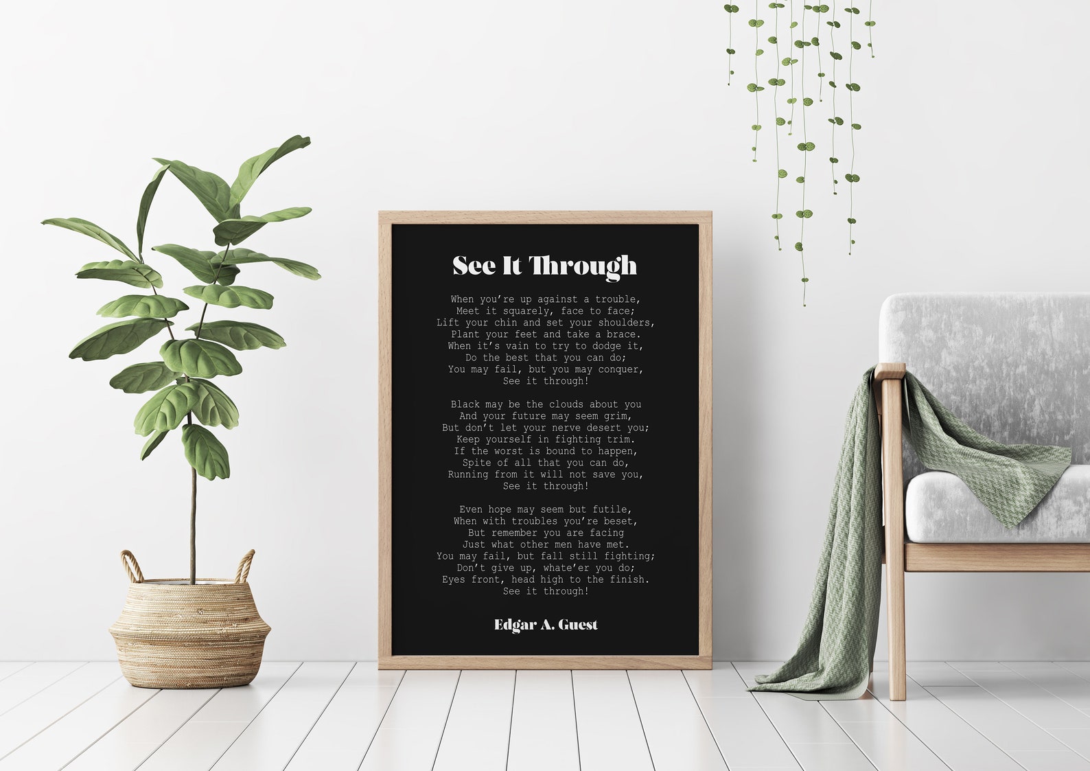 Edgar Guest Poem See It Through Poem Art Print Home Office - Etsy Israel