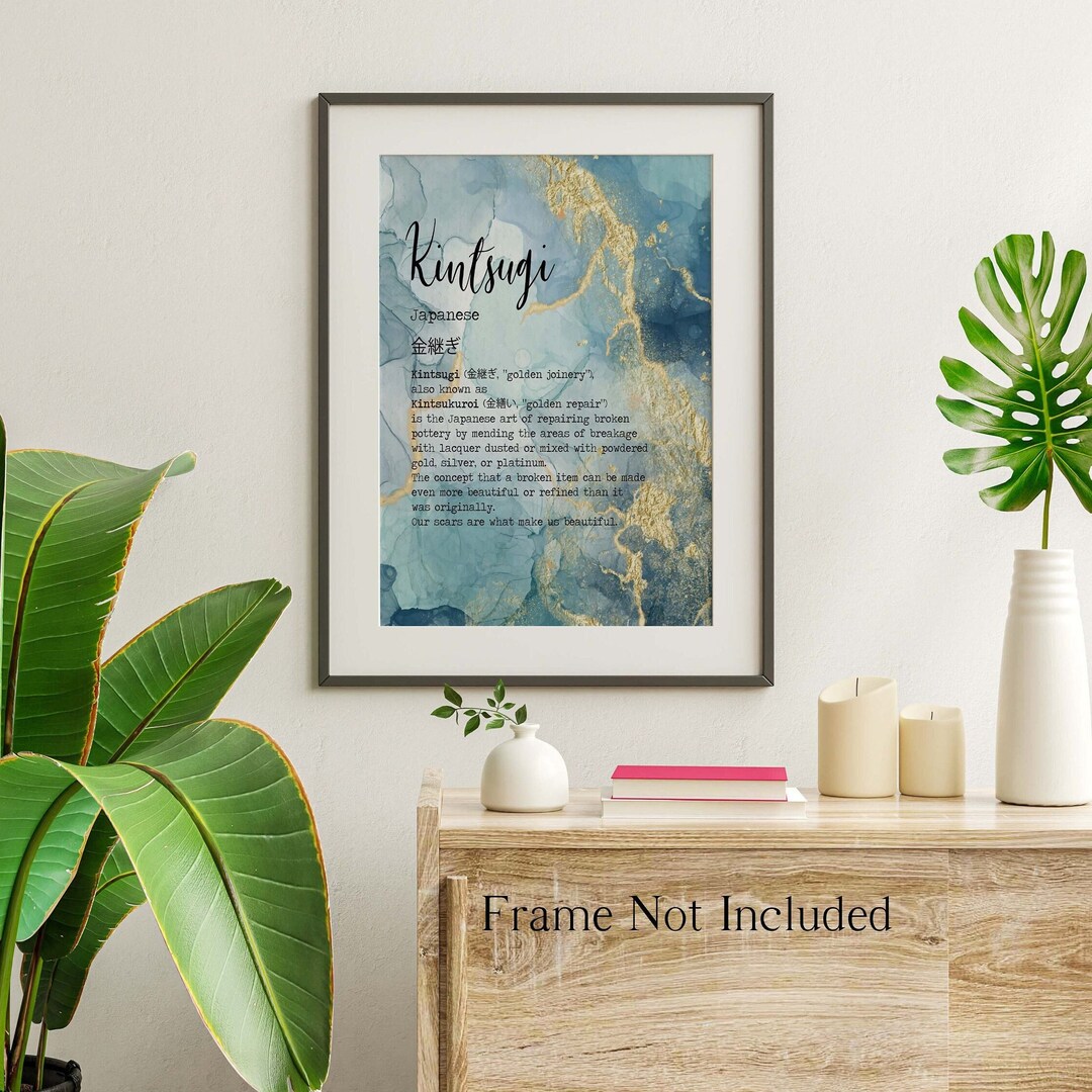 Kintsugi Meaning Print Kintsukuroi Definition Poster - Framed ...