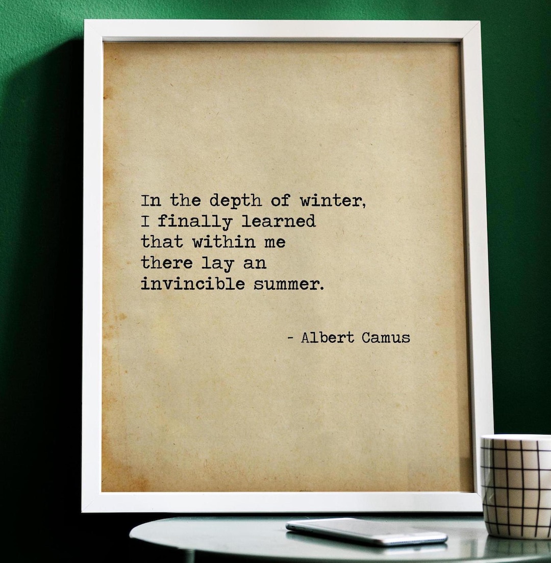 Albert Camus Invincible Summer Print – Motivational Literary Quote ...